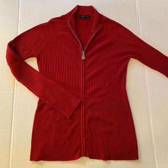 BCBGMaxAzria | Tops | Bcbg Red Zip Sweater | Poshmark